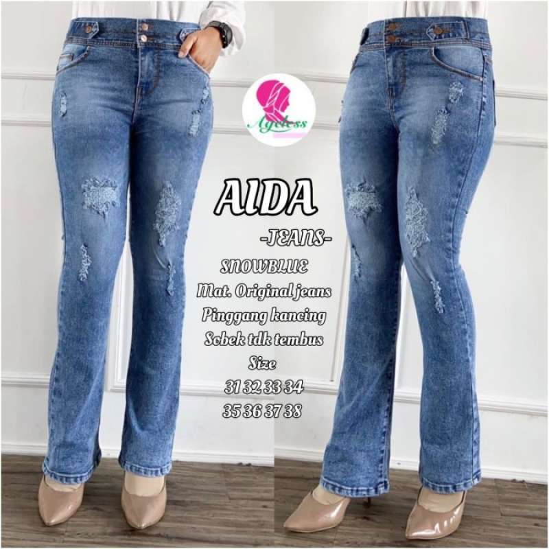 Promo AIDA Celana Highwaist Cutbray Jeans Wanita Dewasa Remaja Model ...