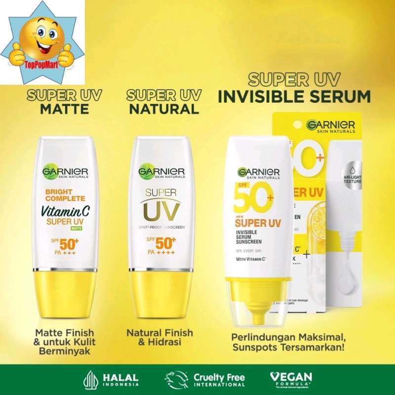 Jual GARNIER Super UV Serum Sunscreen SPF 50+ PA++++ Vitamin C Skin Care 30ml - Natural Finish ...
