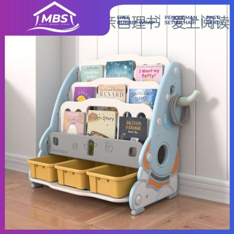 Promo Terbaik Rak Lemari Buku Anak Bookshelf Rocket Susun Plus 3 Box ...