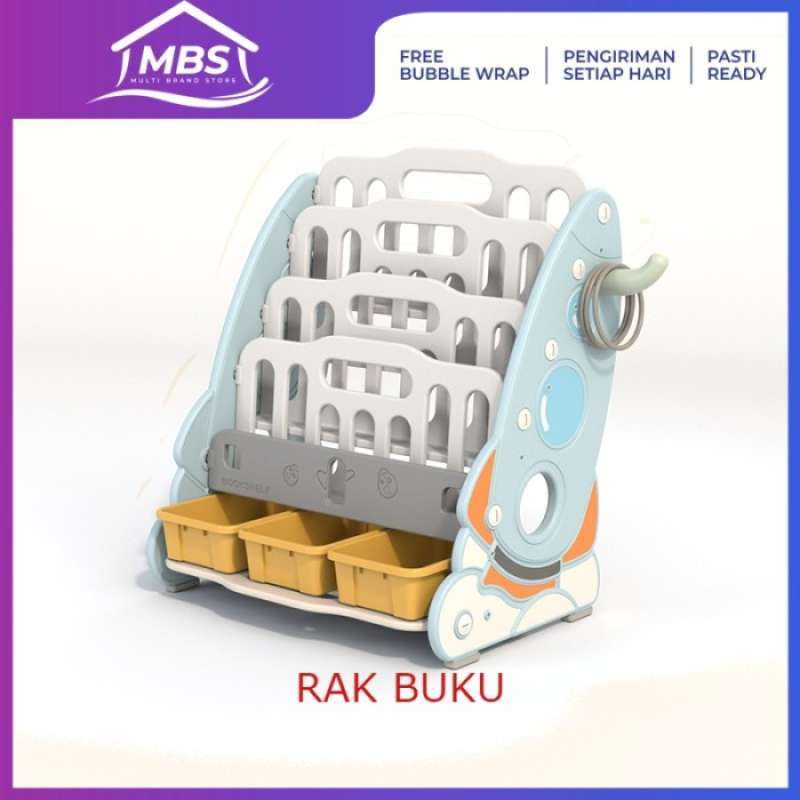 Promo Terbaik Rak Lemari Buku Anak Bookshelf Rocket Susun Plus 3 Box ...