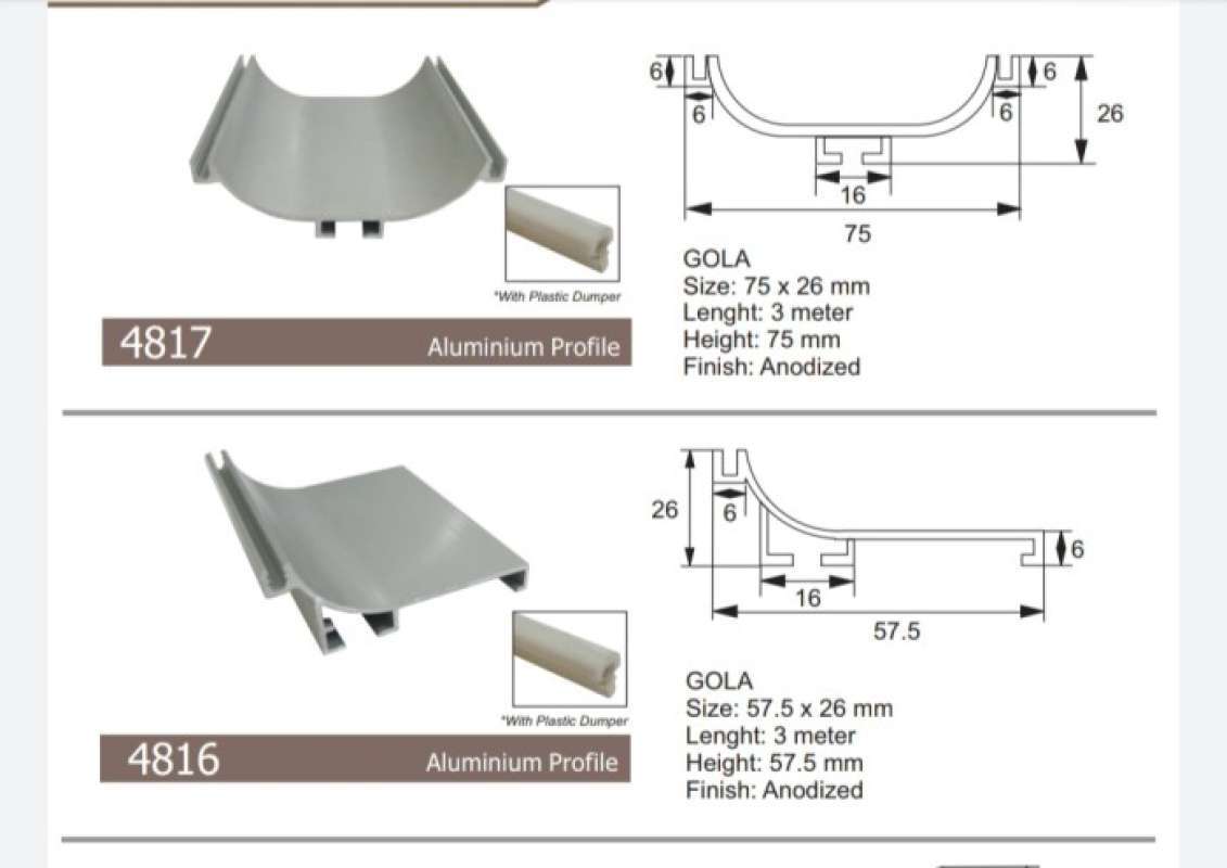 Promo Baru Aluminium Profil/Tarikan Panjang/List Profile Gola Bawah 3M/4817 Adn Diskon 11% di ...