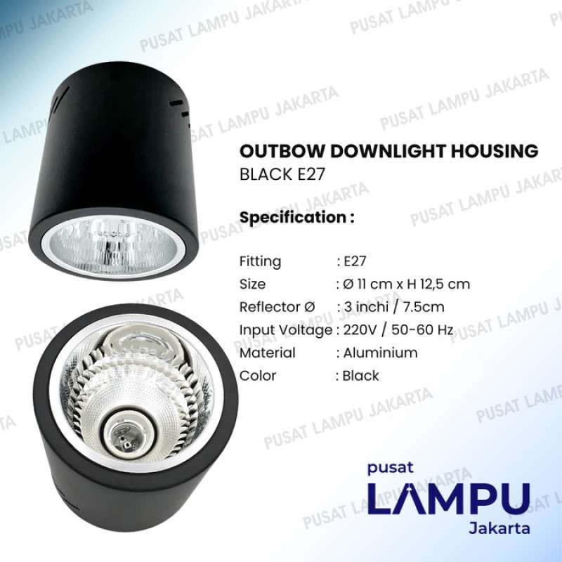 Promo KAP LAMPU DOWNLIGHT OUTBOW 3 INCH FITTING E27 HITAM PUTIH OB ...