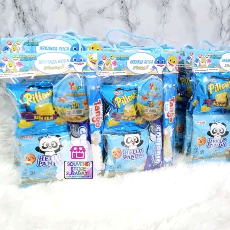 Jual paket snack serba biru || Bingkisan ulang tahun || Goodiebag snack ...