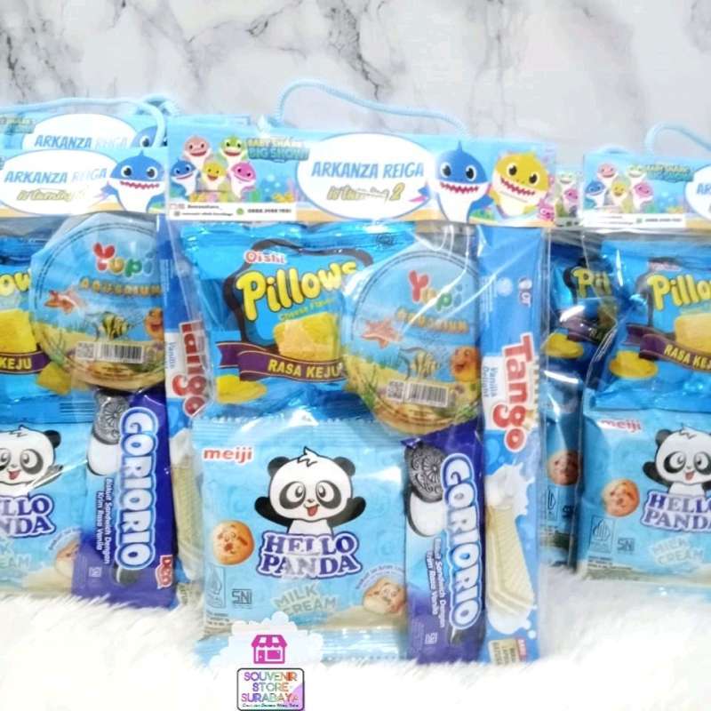Jual paket snack serba biru || Bingkisan ulang tahun || Goodiebag snack ...