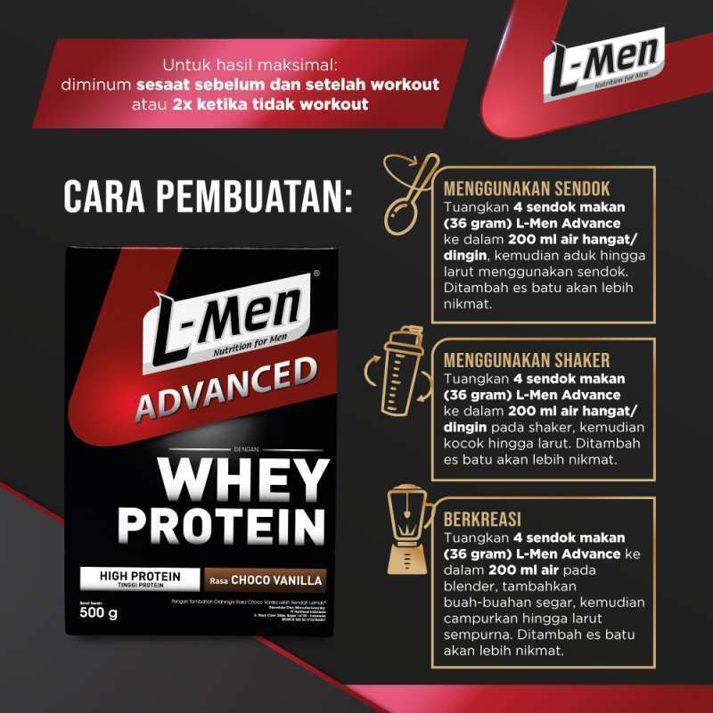 Promo WHS - Twin Pack - L-Men Whey Advanced Choco Vanilla 500g ...