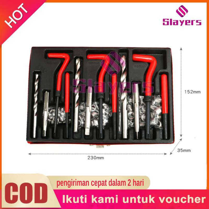 Promo 131 Buah Alat Perbaikan Ulir Helicoil M5 M6 Metric8 Metric10 M12 ...