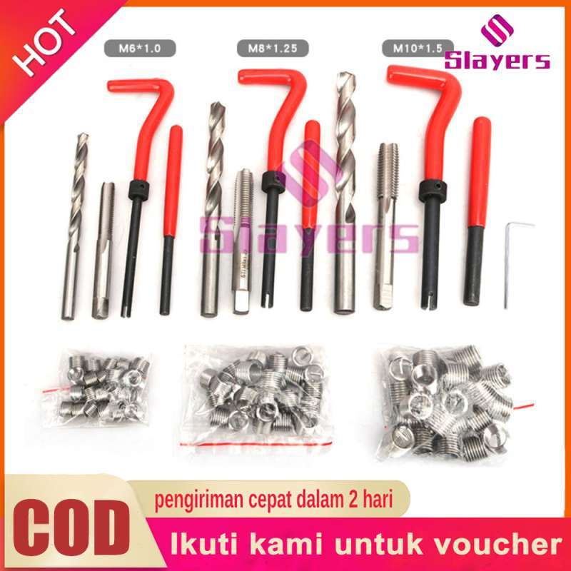 Promo 131 Buah Alat Perbaikan Ulir Helicoil M5 M6 Metric8 Metric10 M12 ...