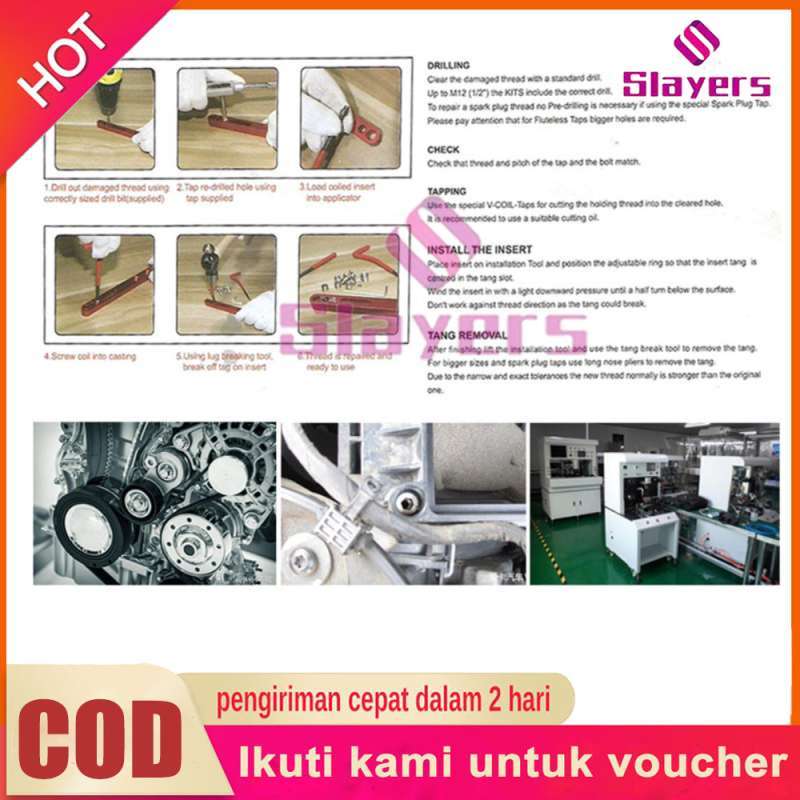 Promo 131 Buah Alat Perbaikan Ulir Helicoil M5 M6 Metric8 Metric10 M12 ...
