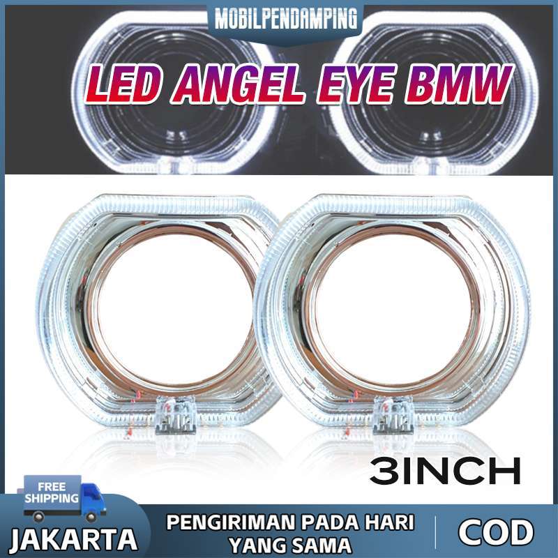 Promo 2PCS Shroud Projector BiLED BMW FULL Sport Angel Eye Crystal ...