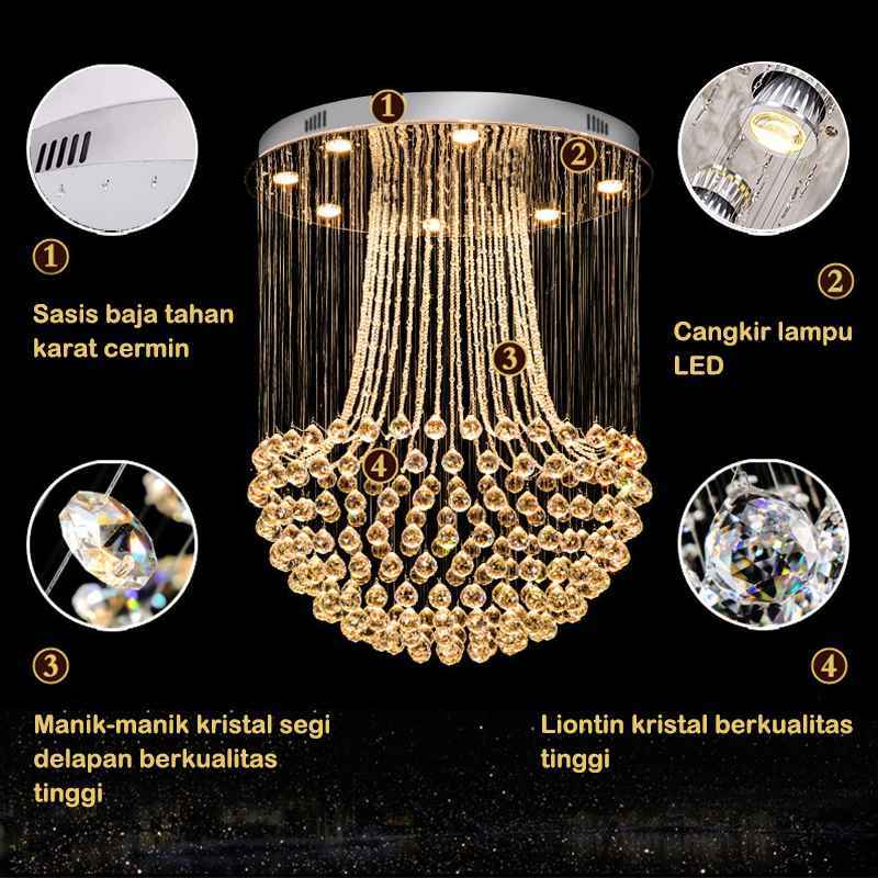 Promo Lampu Gantung Kristal Ruang Tamu 90*60cm 3 Warna Chandelier Bullet Model Ruang Tamu Ruang ...