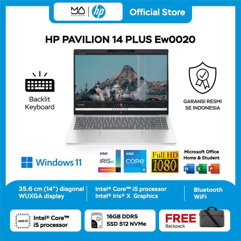 Jual HP Pavilion Plus 14-ew0020TU /Core i5-1335U EVO/16GB/512GB SSD/14″ WUXGA IPS/Win 11 Home ...