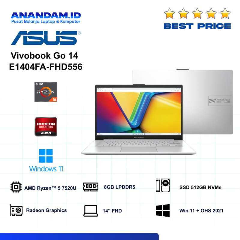 Jual ASUS Vivobook Go 14 E1404FA-FHD556 - Cool Silver di Seller ANANDAM ...
