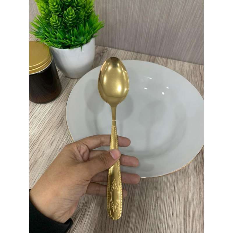Jual Sendok & Garpu Makan Gold Full Isi 6 Stainless Steels Anti Karat ...