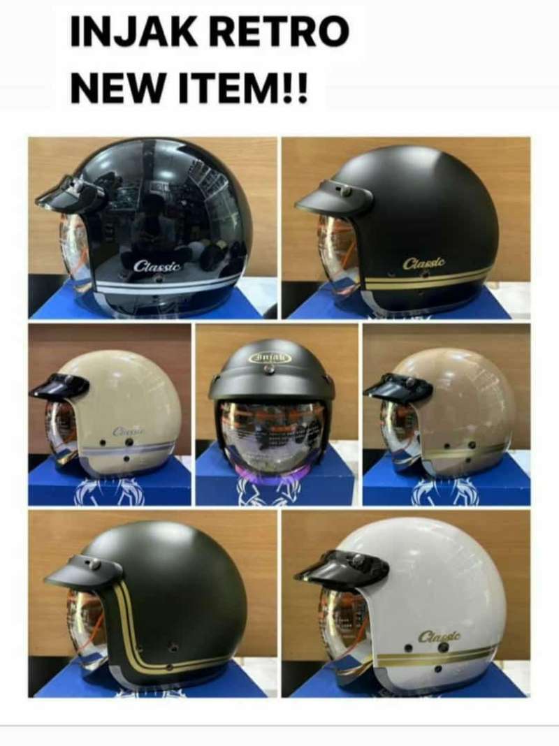 Jual Helm Retro Injak Classic Modern Polos Bergaris Produk Original ...