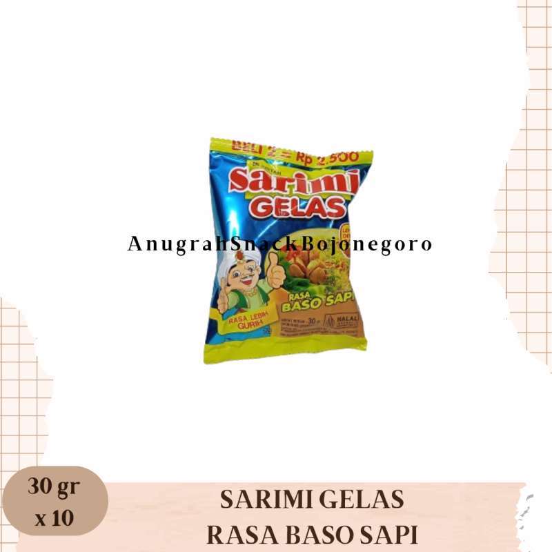 Jual Mi Instan Sarimi Gelas 30gr x 10 - Baso Sapi di Seller ...