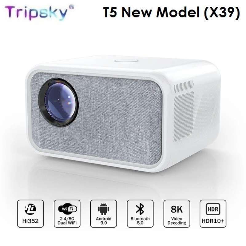 Jual TRIPSKY T5 NEW MODEL Proyektor ANDROID Smart Projector 300 ANSI ...
