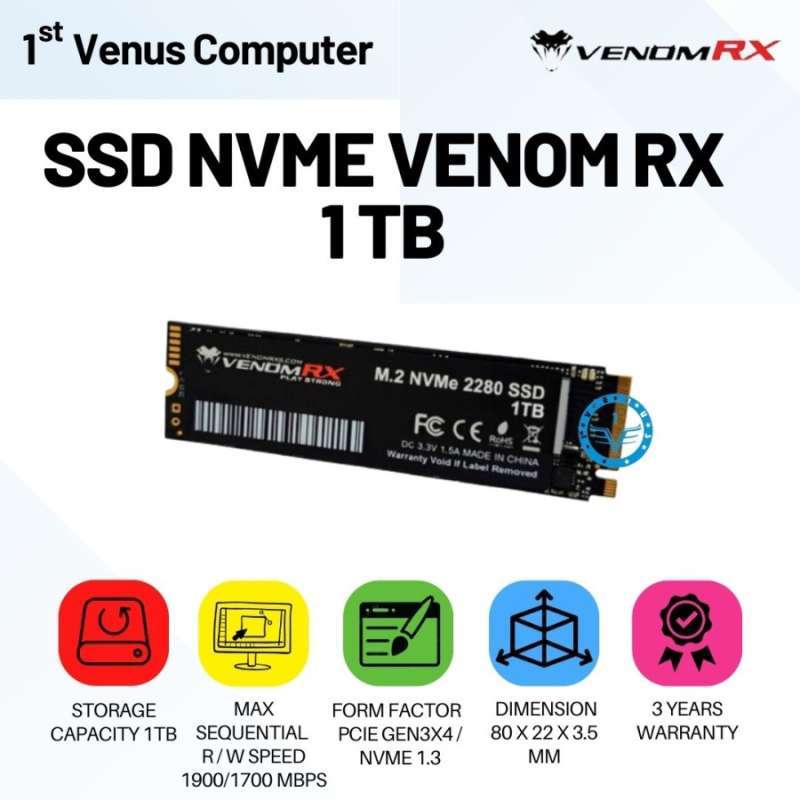 Jual Ssd Venom Rx M.2 Nvme PCIe Gen3x4 1 TB / 2 TB / MEM10-VNM / MEM11 ...