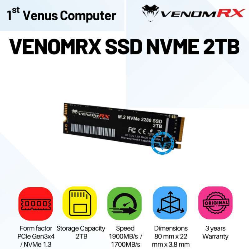 Jual Ssd Venom Rx M.2 Nvme PCIe Gen3x4 1 TB / 2 TB / MEM10-VNM / MEM11 ...