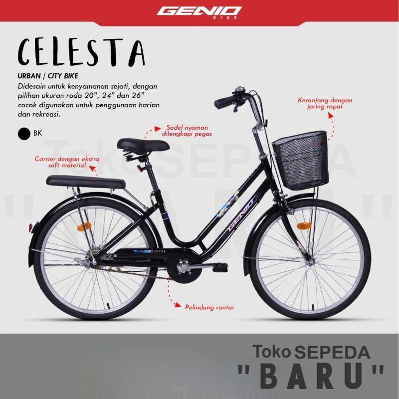 Jual Tb - Sepeda Mini Genio Celesta Ukuran 20 24 26 Inch New - Black 24 ...