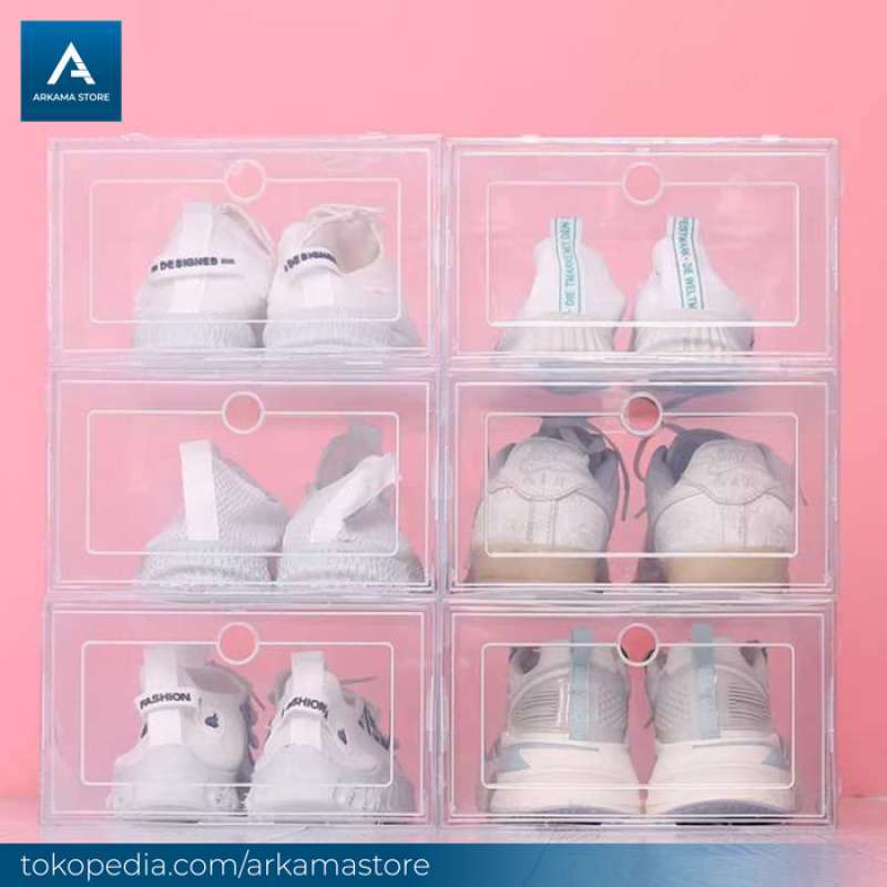Promo Baru Rak Tempat Sepatu Susun Plastik Tertutup Kotak Lemari Shoe ...