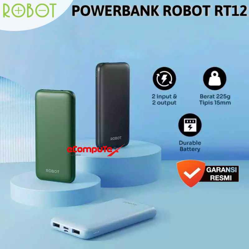 Jual ROBOT POWERBANK RT12 10.000MAH SLIM RT-12 DUAL INPUT USB C/MICRO ...