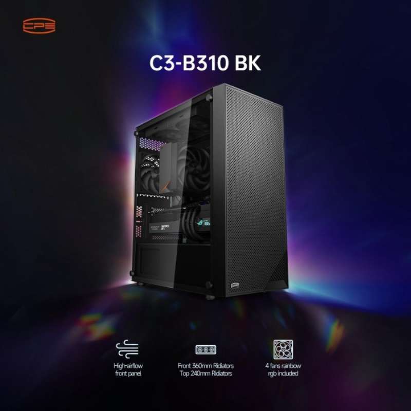 Jual Casing Pc Cooler / Pccooler C3-b310 Matx - Free 4 Fan Rgb - Black ...