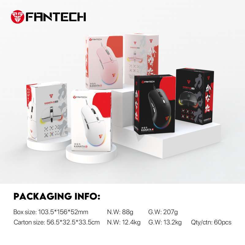 Jual Fantech KANATA Mouse Gaming Wireless RGB Macro VX9 VX9S - HITAM KANATA WIRED di Seller ...