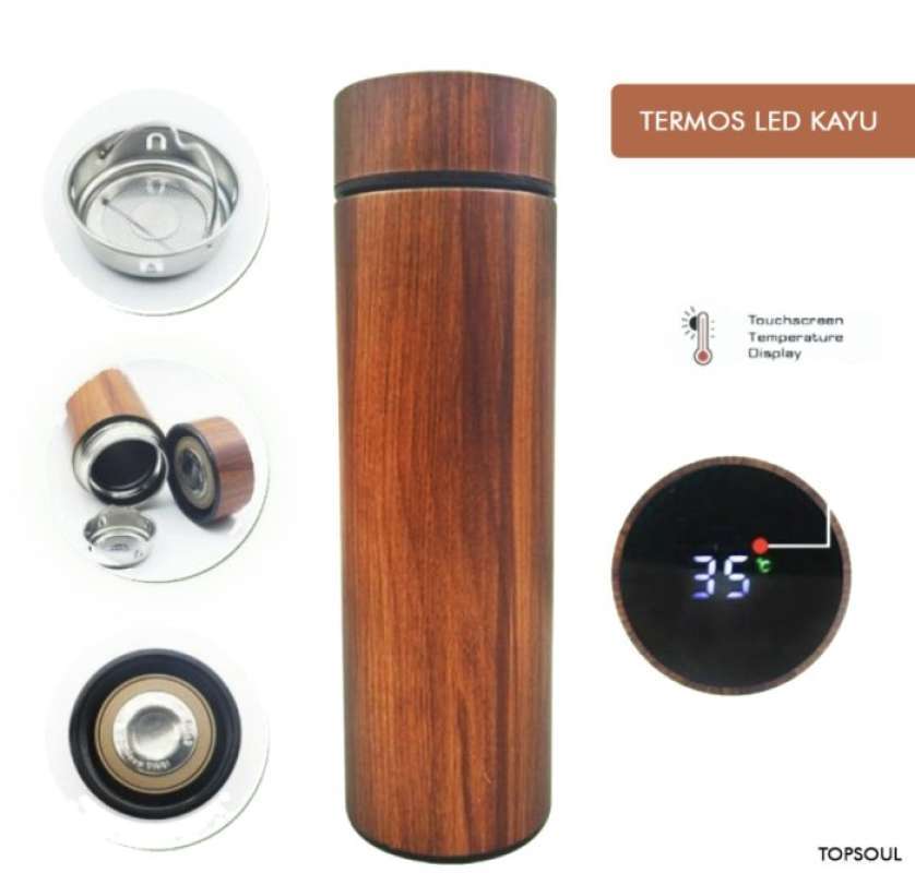 Promo TERMOS LED KAYU TEMPERATUR SUHU BOTOL VACUUM TUMBLER TERMOMETER ...