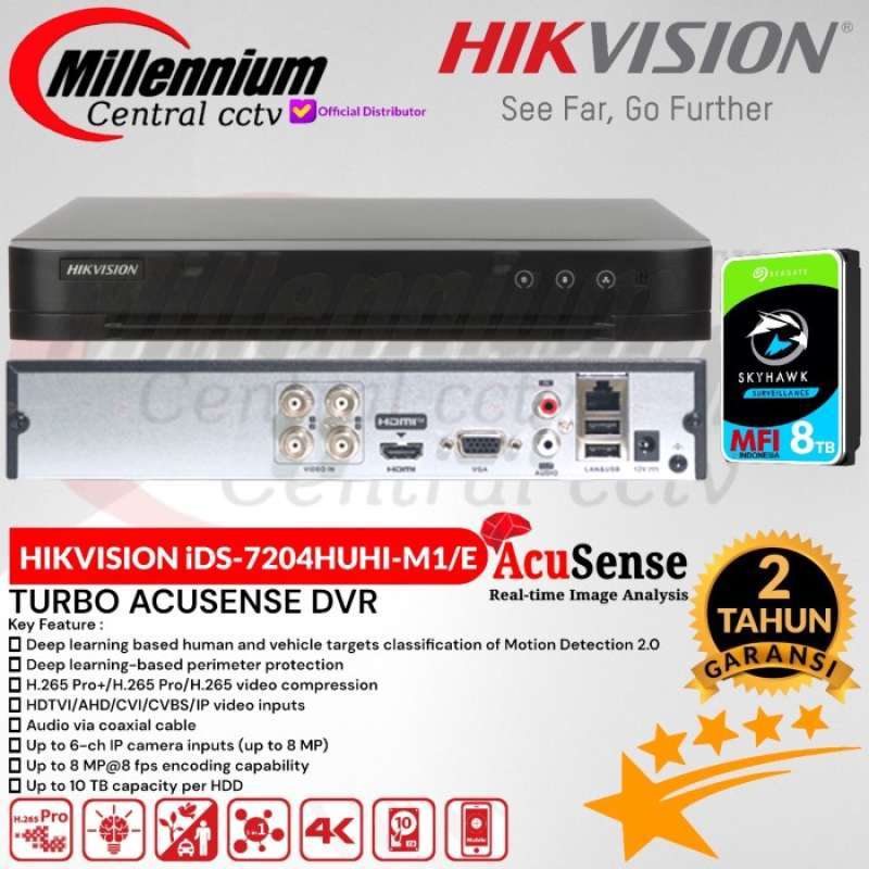Promo New Dvr Hikvision 4Ch Ids-7204Huhi-M1/E Acusense Dvr Support 8Mp Sale - +HDD MFI 8TB ...