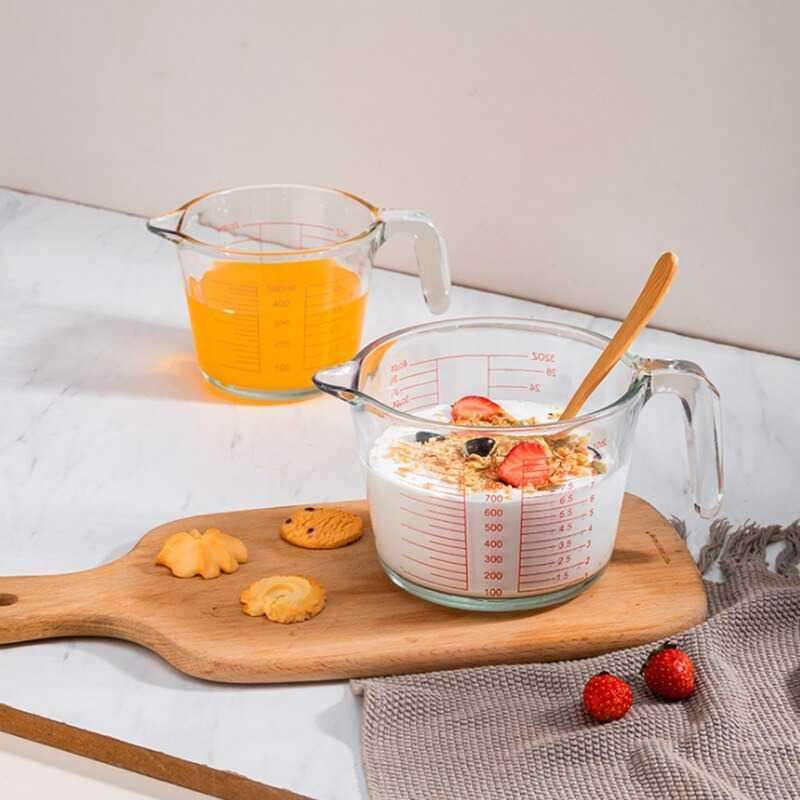 Jual HUANMU Gelas Ukur Takaran Kaca Microwave Heating Glass ML OZ Cup ...