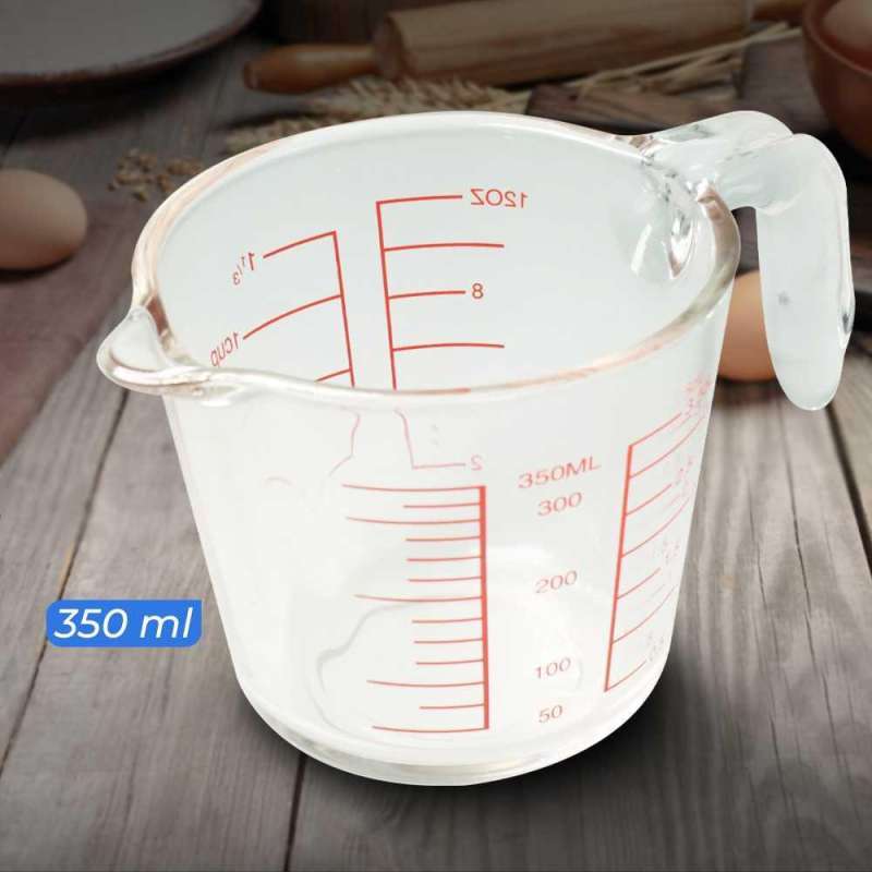 Jual HUANMU Gelas Ukur Takaran Kaca Microwave Heating Glass ML OZ Cup ...