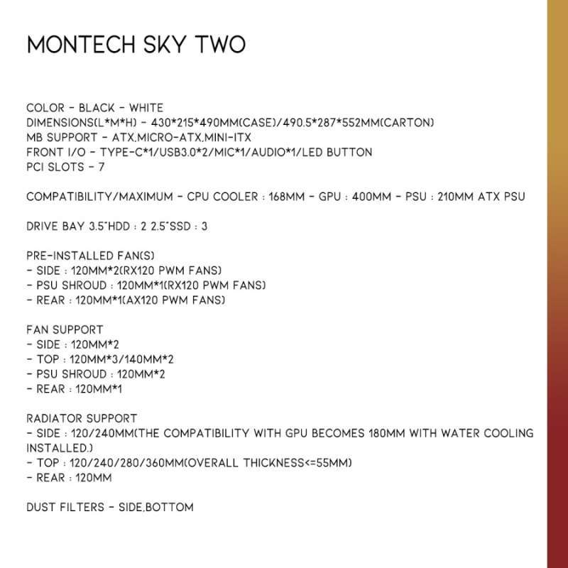 Jual MONTECH SKY TWO | Mid Tower Computer Case - Hitam di Seller Nano ...