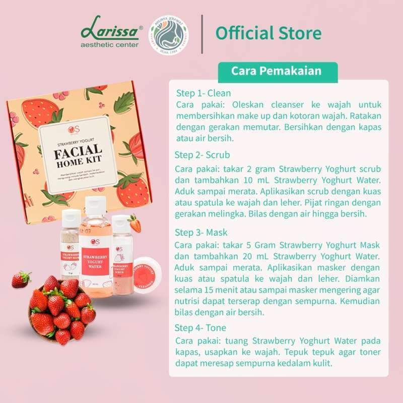 Jual Larissa Strawberry Yoghurt Facial Home Kit- Perawatan Facial ...