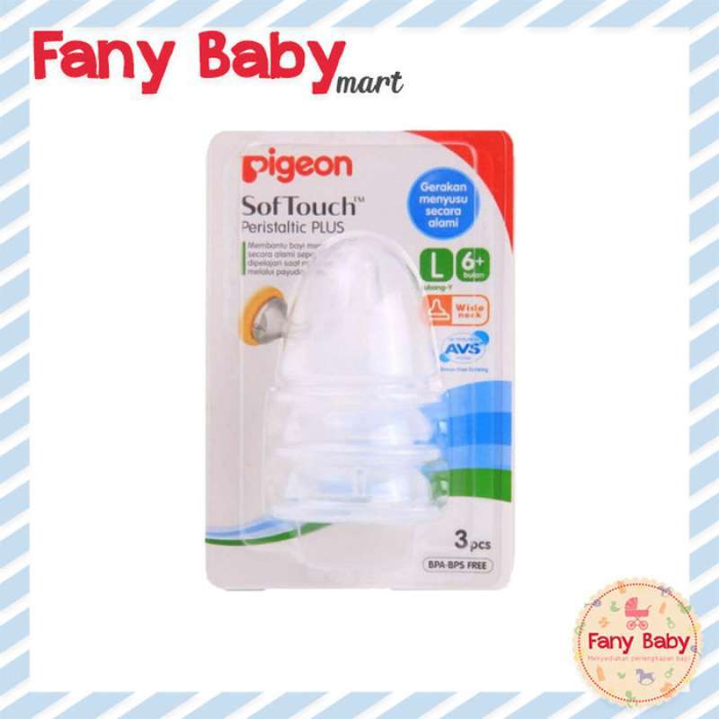 Promo PIGEON SOFT TOUCH WIDE NECK PERISTALTIC PLUS NIPPLE BLISTER / ISI 3 PC - Multicolor L ...