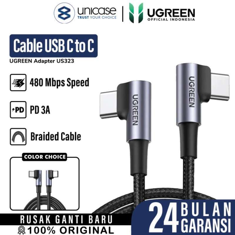 Promo CABLE DATA USB C TO USB C 90 DEGREE 100W UGREEN PD QC 5A GAMING ...