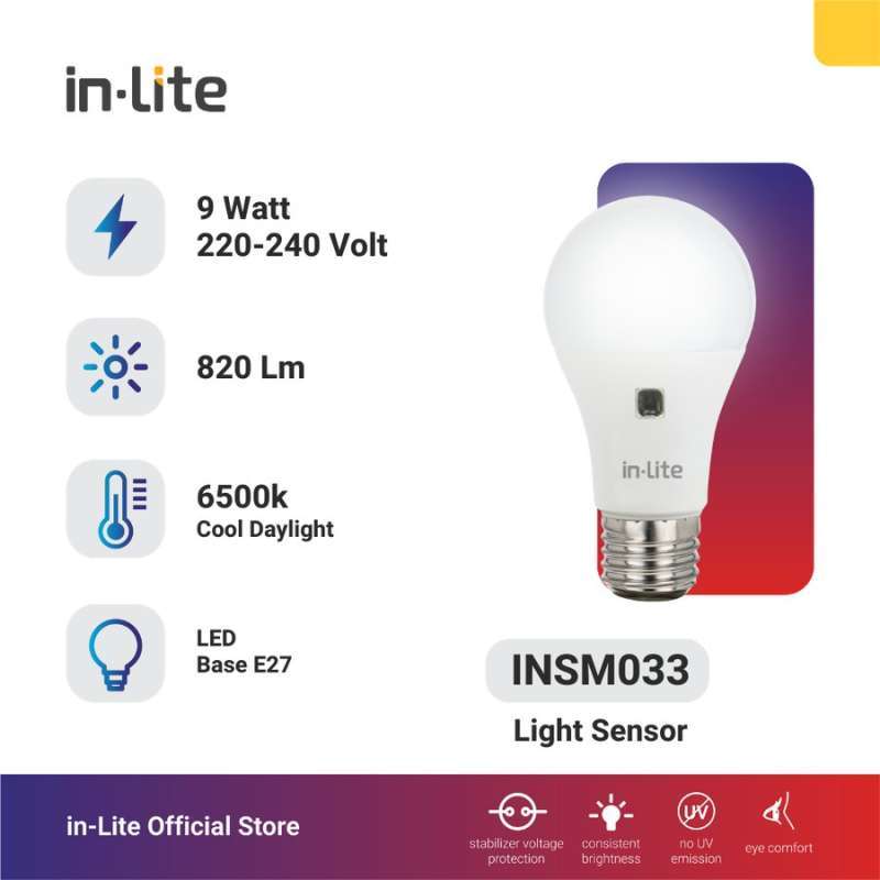 Jual Lampu LED In-Lite Sensor cahaya 9w 9 watt menyala otomatis malam ...