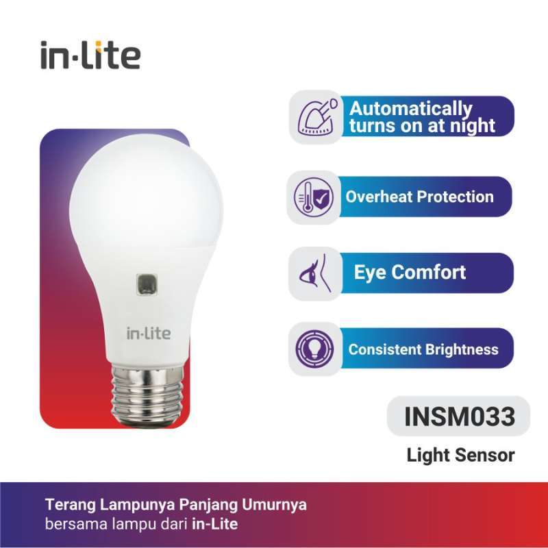 Jual Lampu LED In-Lite Sensor cahaya 9w 9 watt menyala otomatis malam ...