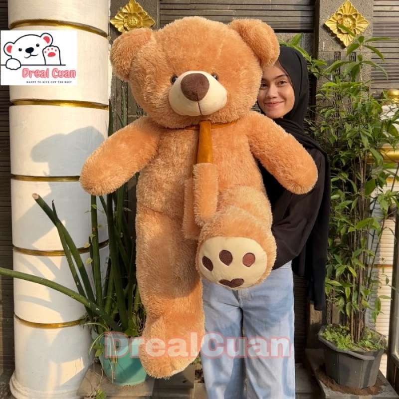 Promo Boneka Teddy Bear Beruang Besar Jumbo Chubby Syal Telapak Love ...