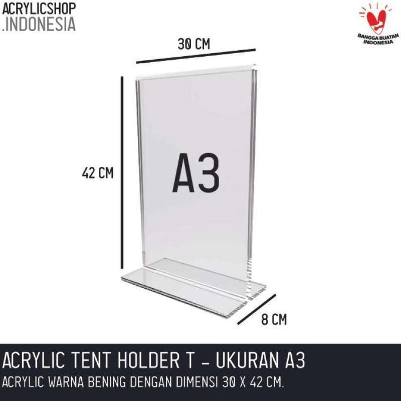 Jual NEW PRODUK AKRILIK TEMPAT BROSUR A3/ACRYLIC TENT CARD HOLDER STAND ...