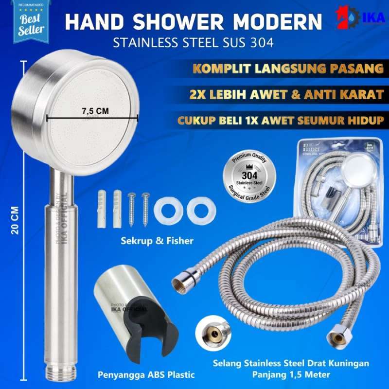 Promo HAND SHOWER FULL STAINLES STEEL SS304 KOMPLIT SESUAI GAMBAR ...