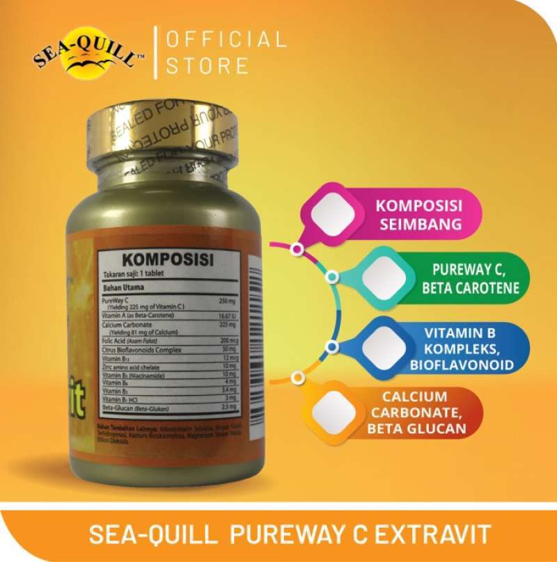 Promo SEA QUILL PUREWAY C EXTRAVIT 30 TABS meningkatkan daya tahan ...