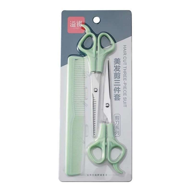 Jual Set Alat Potong Rambut Gunting Sisir Set 3 Warna Lengkap stainless ...