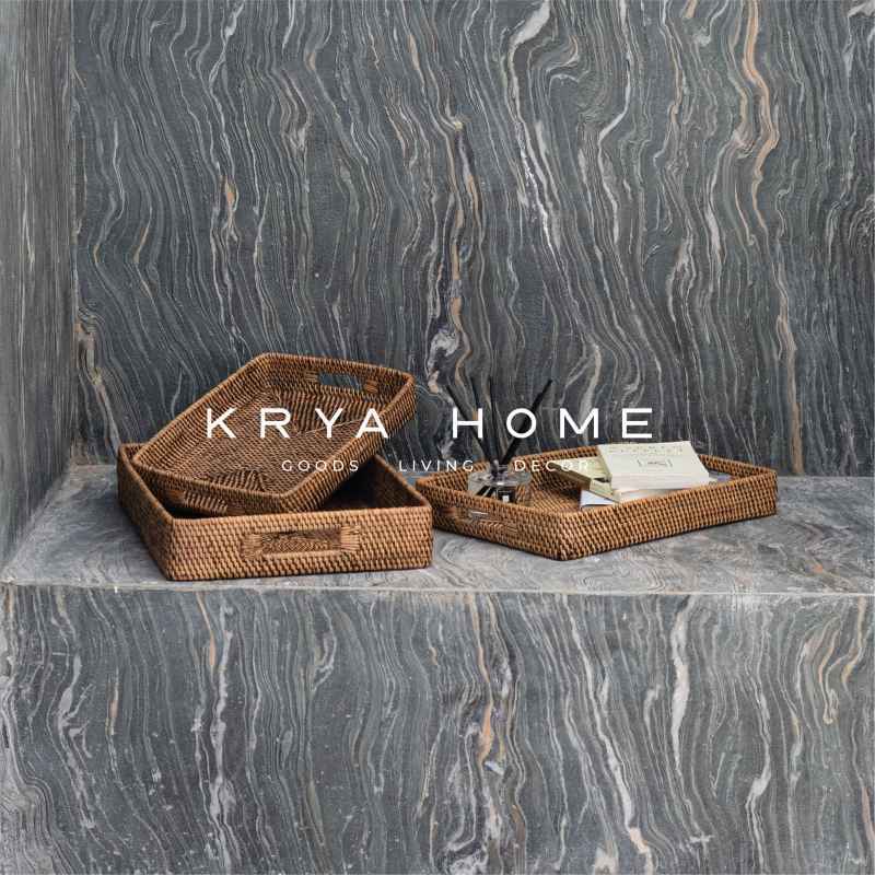 Jual KRYA HOME Baki Rattan / Nampan Rotan / Rattan Tray Aesthetic ...