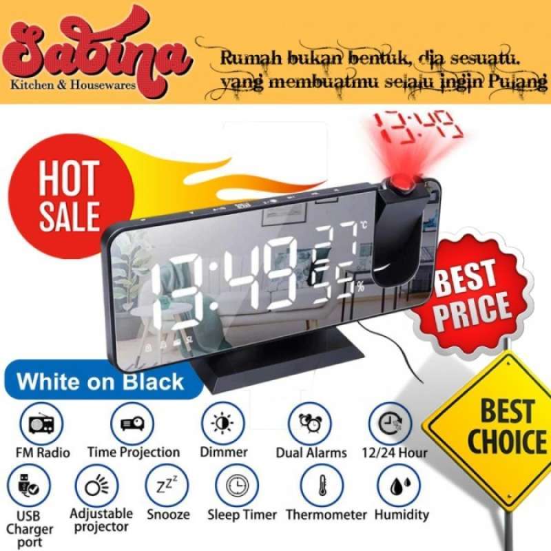 Promo JAM PROYEKTOR DIGITAL MEJA FUNGSI ALARM TEMPERATURE HUMIDITY FM ...