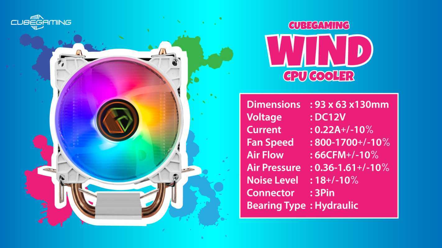 Jual CPU COOLER CUBE GAMING WIND RAINBOW LED di Seller ...