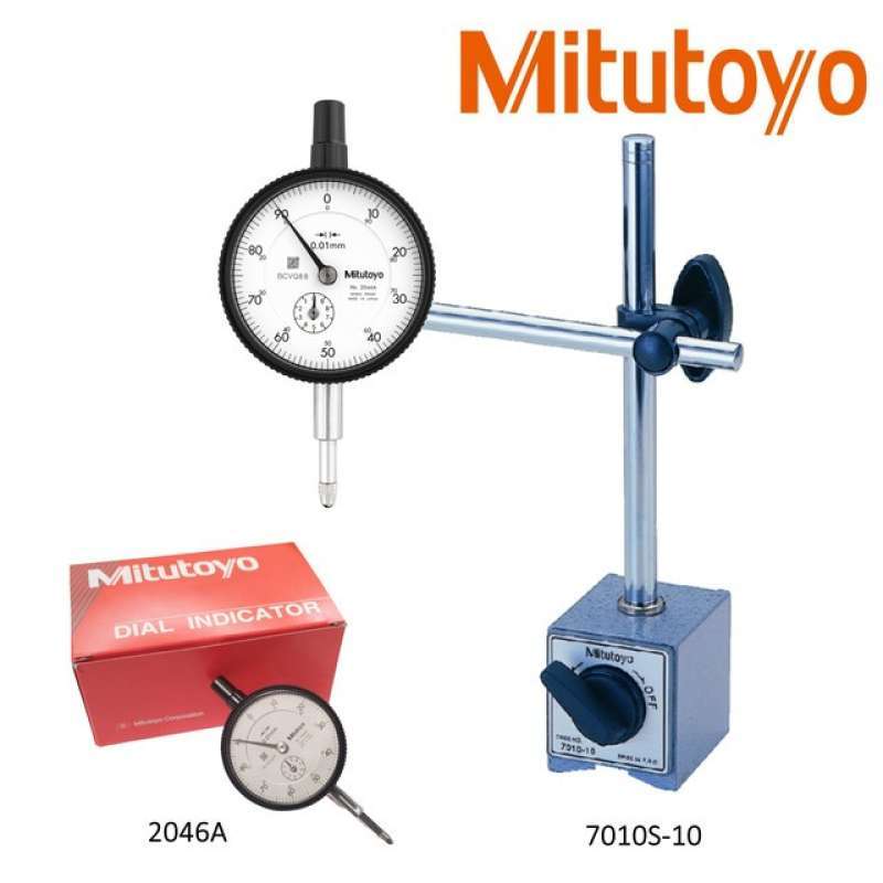 Promo Paket Dial Indicator Mitutoyo 2046a Magnetic Base 7010s 10