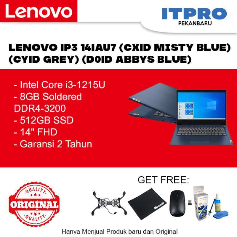 Promo LENOVO IDEAPAD SLIM 3 14IAU7 CXID/CYID/D0ID NOTEBOOK CORE i3 8GB ...