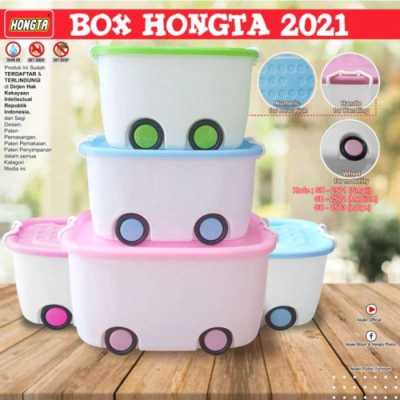 Jual Hongta - Storage Box + Roda + Corak Alphabet Jumbo Box Serbaguna ...