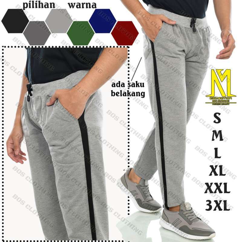 Jual Celana Training Chino List Premium Baby Terry / Joger Strip Pria ...