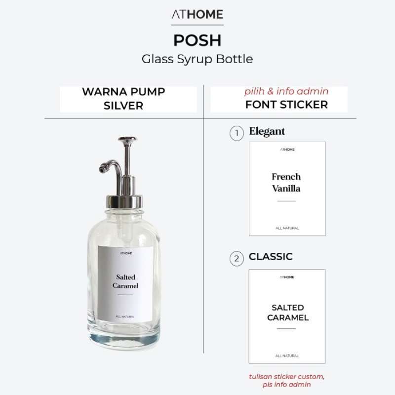 Promo ATHOME POSH Glass Syrup Bottle 500ml / Botol Sirup Sabun Kaca ...